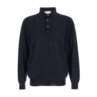 Lardini Lang&auml;rmeliges Strickpolo - - Tops - Herren - Blau - XL