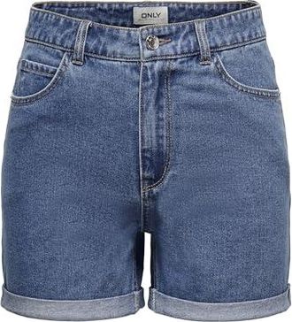 Only Only ONLVEGA Short en Jean pour Femme, Taille Haute, Coupe Normale, Bleu 3., XS