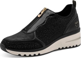 Marco Tozzi Marco Tozzi Damen Sneaker weiches Feel Me Wechselfu&szlig;bett weiches Innenfutter Vegan Modern, schwarz (Black Comb), 38 EU
