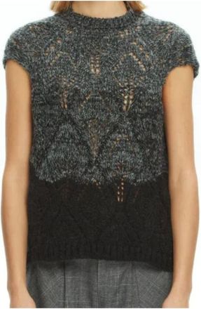 Malloni Femme, Pulls, Noir, Taille: 38 FR Top en fil m&eacute;lange MLO