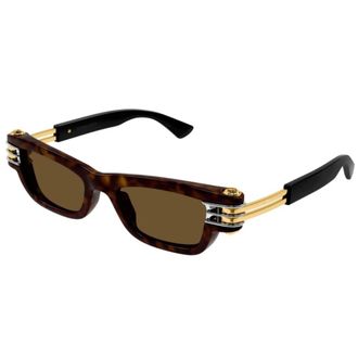Bottega Veneta unisex, Accessoires, Brun, Taille: 50 MM Lunettes de soleil rectangulaires