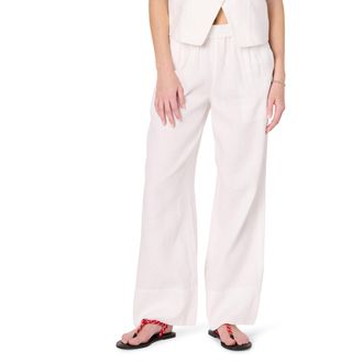 The Drop Bonni Pull On Linen Pant Hose, Wei&szlig;, M