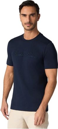 Brooks Brothers Homme, Tops, Bleu, Taille: L T-shirt en coton avec logo