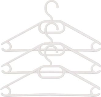 MSV Set mit 3 Kunststoff-Kleiderb&uuml;geln - Wei&szlig; - Robuste und rutschfeste Ausf&uuml;hrung - Schonende Aufbewahrung f&uuml;r alle Kleidungsarten