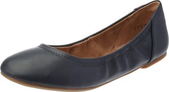 Amazon Essentials Damen Ballerinas Belice Zum Hineinschlüpfen, Marineblau Kunstleder, 39.5 EU Weit
