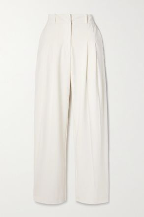 Veronica Beard Lagarde Hose Mit Weitem Bein Aus Crêpe Mit Falten - Wollweiß
