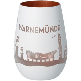 Goodtimes Windlicht Warnem&uuml;nde Skyline (Wei&szlig; & Bronze)