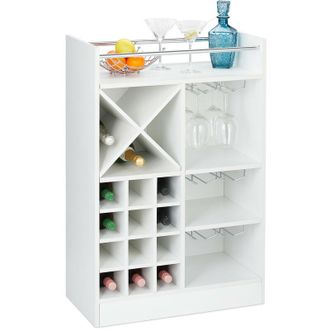 Relaxdays Relaxdays - tag&egrave;re &agrave; vin, Rangement pour 8 bouteilles, support &agrave; verre de vin, support &agrave; vin, 63 x 50 x 28 cm, blanc