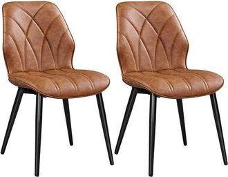 Yaheetech Lot de 2 Chaises de Salle &agrave; Manger en Velours Dossier Haut Design P&eacute;tales Chaises de Cuisine Rembourr&eacute;es Pieds en M&eacute;tal pour Salle &agrave; Manger Chambre &agrave;