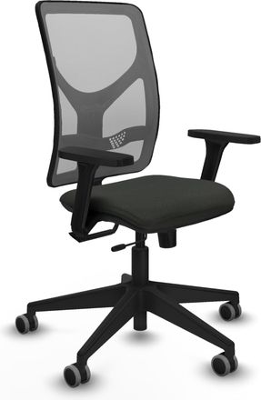 Piqueras y Crespo Stuhl aus schwarzem Netzstoff, mit 3D-Armlehnen, h&ouml;henverstellbare Lendenwirbelst&uuml;tze, ausgestattet mit Syncro/Traslack und Schneideschaum, mit Rollen