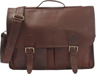 Leconi Aktentasche Businesstasche Messenger Bag f&uuml;r Damen + Herren Ledertasche DIN A4 Vintage-Look Collegetasche Leder 38x28x8cm braun LE3009-wax