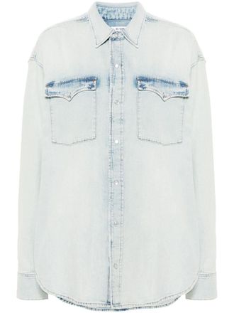 Re/Done chemise en jean &agrave; manches longues - Bleu