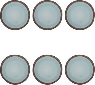 Villa D'Este Home Tivoli Barbados Dessertteller aus Steingut, brauner Rand, 6 St&uuml;ck