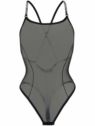 Off-white body en r&eacute;sille &agrave; logo imprim&eacute; - Noir