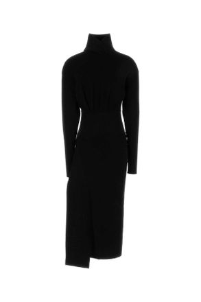 Lanvin Womens Abito Midi Drappeggiato Black Abiti Dress