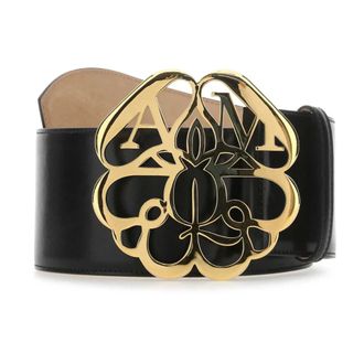 Alexander McQueen Logo-Plaque Lederg&uuml;rtel - - Accessories - unisex - Schwarzk - 65 CM