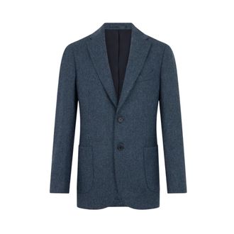 Brooks Brothers Homme, Vestes, Bleu, Taille: M Herringbone Tweed Blazer