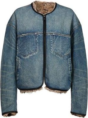 Purple Veste droite en fausse fourrure
