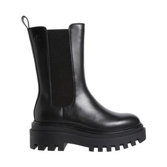 Calvin Klein Jeans Schwarze Flatform Chelsea Ankle Boots Damen - - Shoes - Damen - Schwarzk - 39 EU