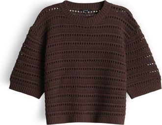 OPUS Kurzarmpullover Kurzarmpullover aus BCI Cotton Mix Boxy Fit, Schlitze in den Seiten