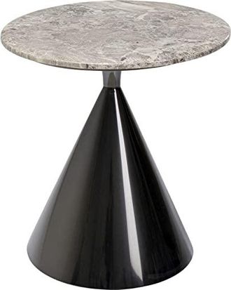 Kare Design Design Beistelltisch Rita, Schwarz, 50cm Durchmesser, Wohnzimmertisch, Couchtisch, rund, Kunstmarmor Tischplatte, Edelstahl Fuß, 53x50x50 cm (H/B/T)