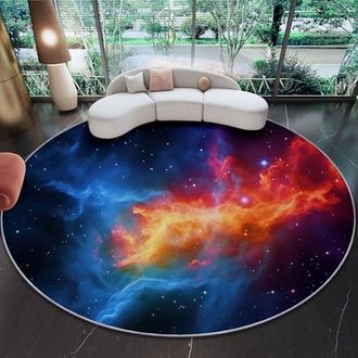 Generic Home Tapis Rond Life Tapis de Jeu, 100 cm (Round) pour la Chambre, Convient aux Enfants Univers dabstraction de n&eacute;buleuse Facile dentretien, r&eacute;sistant