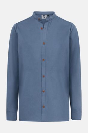Hanseheld Stehkragen-Hemd Herren Jeans-Blau Baumwolle GOT