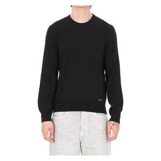 A.P.C. Maglia girocollo in cotone con logo - - Knitwear - Herren - Schwarzk - L
