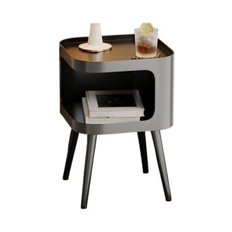 Generic Side Table Living Room Modern, Couchtisch Klein mit Lagerung, Erh&ouml;hte Kanten Passende H&ouml;he, Sofatisch, f&uuml;r Wohnzimmer, Schlafzimmer(Black)
