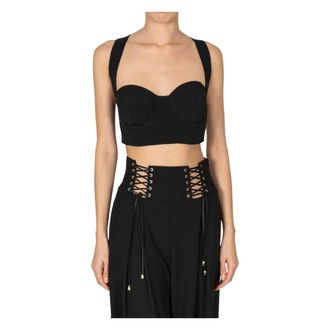 BABYLON Elegantes Crop Top mit Gekreuzten Tr&auml;gern - - Tops - Damen - Schwarzk - M