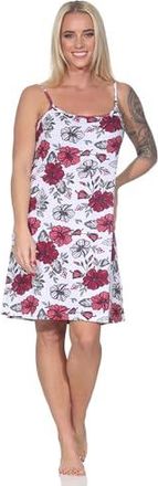 Normann Chemise de nuit sans manches &agrave; bretelles spaghetti pour femme, imprim&eacute; floral, &eacute;galement en grandes tailles, baie, 52-54