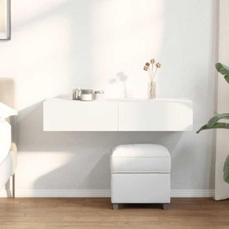 vidaXL &Eacute;tag&egrave;re murale avec tiroirs blanc 100x36x19cm bois ding&eacute;nierie vidaXL369143
