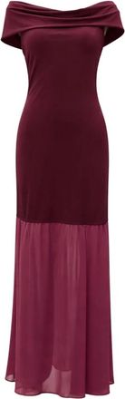 Aniye By Femme, Robes, Rouge, Taille: 40 FR Longue robe en jersey avec encolure bateau et jupe transparente