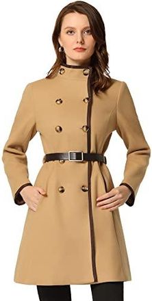 Allegra K Manteau long avec ceinture dhiver à double boutonnage pour femmes Kaki M