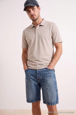 Trendyol MAN Herren Grau Einfarbig Kurz Regular Fit Poloshirts