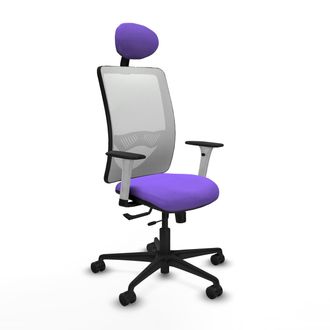 Piqueras y Crespo Schreibtischstuhl in Wei&szlig; und Lila Zulema mit wei&szlig;en und schwarzen Armlehnen, h&ouml;henverstellbarer Lendenwirbelst&uuml;tze und festem Kopfteil, ausgestattet 