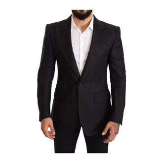 Dolce & Gabbana Homme, Vestes, Noir, Taille: M Linen Blazer