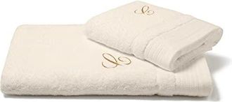 Caleffi Handtuch mit Gästehandtuch aus bestickter Baumwolle Elfenbein - 71418