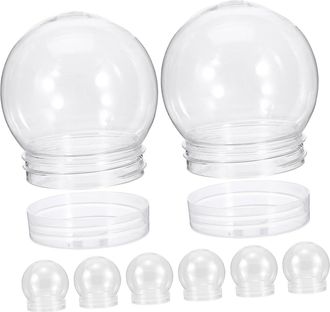 TOPBATHY 8 Stück Teiliges DIY Schneekugel aus Klarem Kunststoff mit Schraubverschluss Kleine Befüllbare Wasser Kugeln für Bastelbedarf Dekorative Weihnachts un