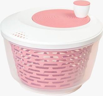 Westmark Salatschleuder, Fassungsvermögen: 4,4 Liter, ø 23,5 cm, Kunststoff, BPA-frei, Spinderella, Farbe: Transparent/Weiß/Rosa, 2430226P