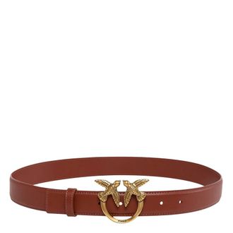 Pinko Love Birds Lederg&uuml;rtel mit Logo - - Accessories - Damen - Braun - S