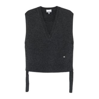 Ganni V-Ausschnitt Strickweste - - Knitwear - Damen - Grau - XS