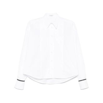 Brunello Cucinelli Wei&szlig;e Bluse mit klassischem Kragen und Pintuck-Detail - - Blouses & Shirts - Damen - Wei&szlig; - M