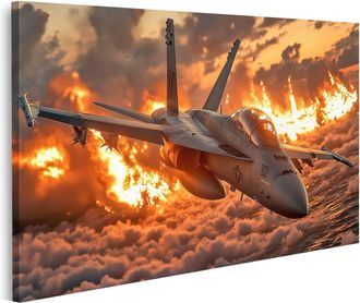 Islandburner Bild auf Leinwand Kampfjet gegen den dramatischen Himmelsbrand Bilder Wandbilder Poster