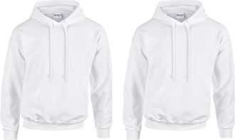 Gildan Herren Kapuzenpullover Adult 50/50. Hooded Sweat/18500, Einfarbig (4XL, 2er Weiss + 1x HL Kauf Notizblock)