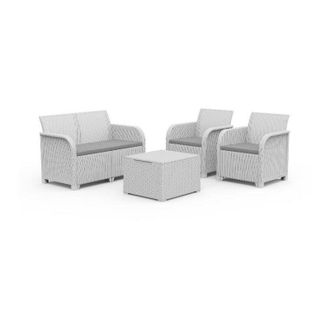 Keter Set 2 Sessel + Sofa + Beistelltisch rosalie lounge Wei&szlig; - Keter