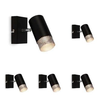 Briloner Leselampe, Wandleuchte Innen, Lampe, Lampenschirm Gitter, Wandlampe Innen, Schwenkbar, Wohnzimmerlampe, Schwarz-Chrom (Packung mit 5)