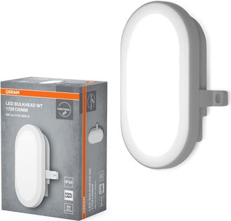 Osram LED Wandleuchte 6W Bulkhead, 4000K, 420 lm, IP54, IK06, stoßfest, weißes Polycarbonat-Gehäuse, Abstrahlwinkel 120°, für Keller und Garagen