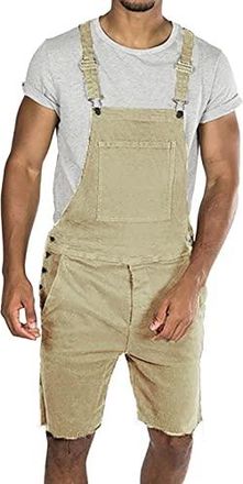 Generic Salopette de travail pour homme - Salopette en jean stretch pour homme - Pantalon de travail d&eacute;t&eacute; court avec poches - Salopette de travail courte - Pa