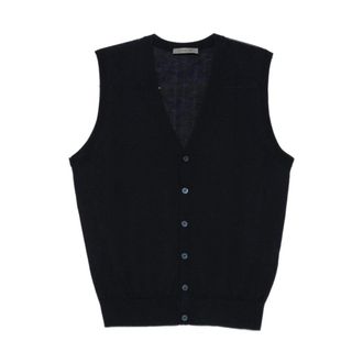 Corneliani V-Ausschnitt-Pullover mit Knopfleiste - - Knitwear - Herren - Blau - XL